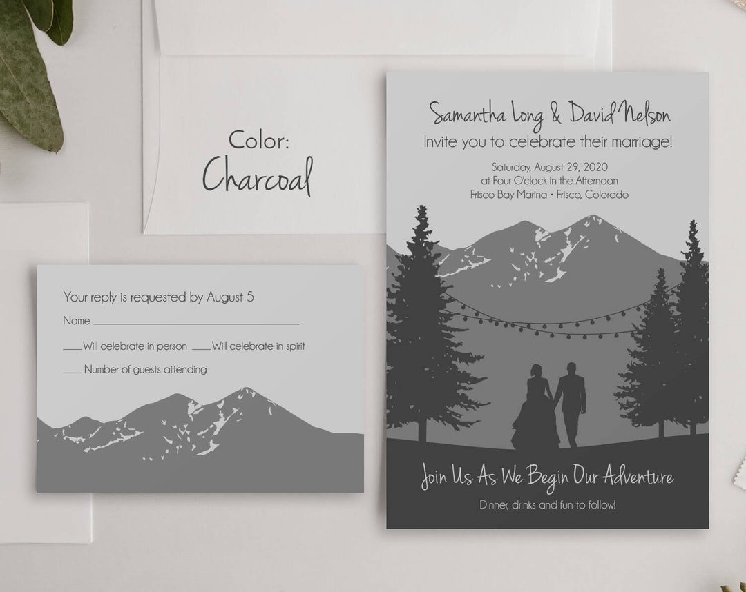 Mountain Wedding Invitation Template, Woodland Wedding Invite Sets ...