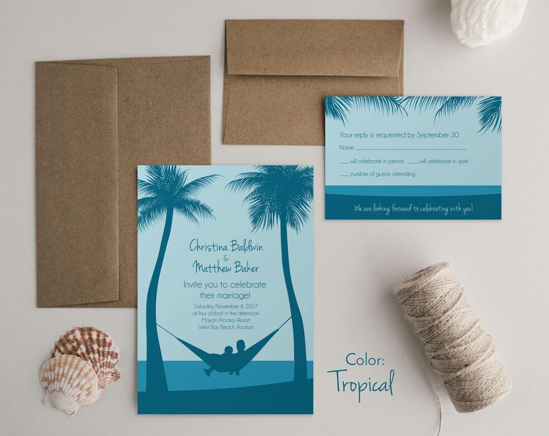 Coastal Summer Wedding Invitation Template, Beach Wedding Invitation ...