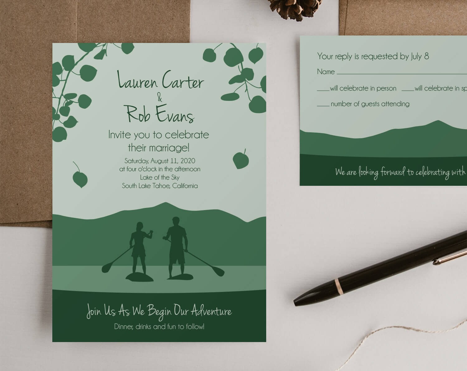 Stand up Paddle Wedding Invitation Template SUP Wedding - Etsy