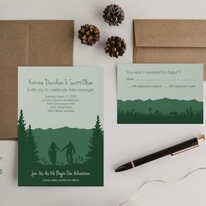 Outdoor Wedding Invitation Template Mountain Invitation Set Rustic ...