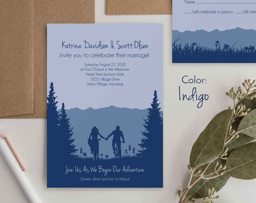 Outdoor Wedding Invitation Template Mountain Invitation Set Rustic ...