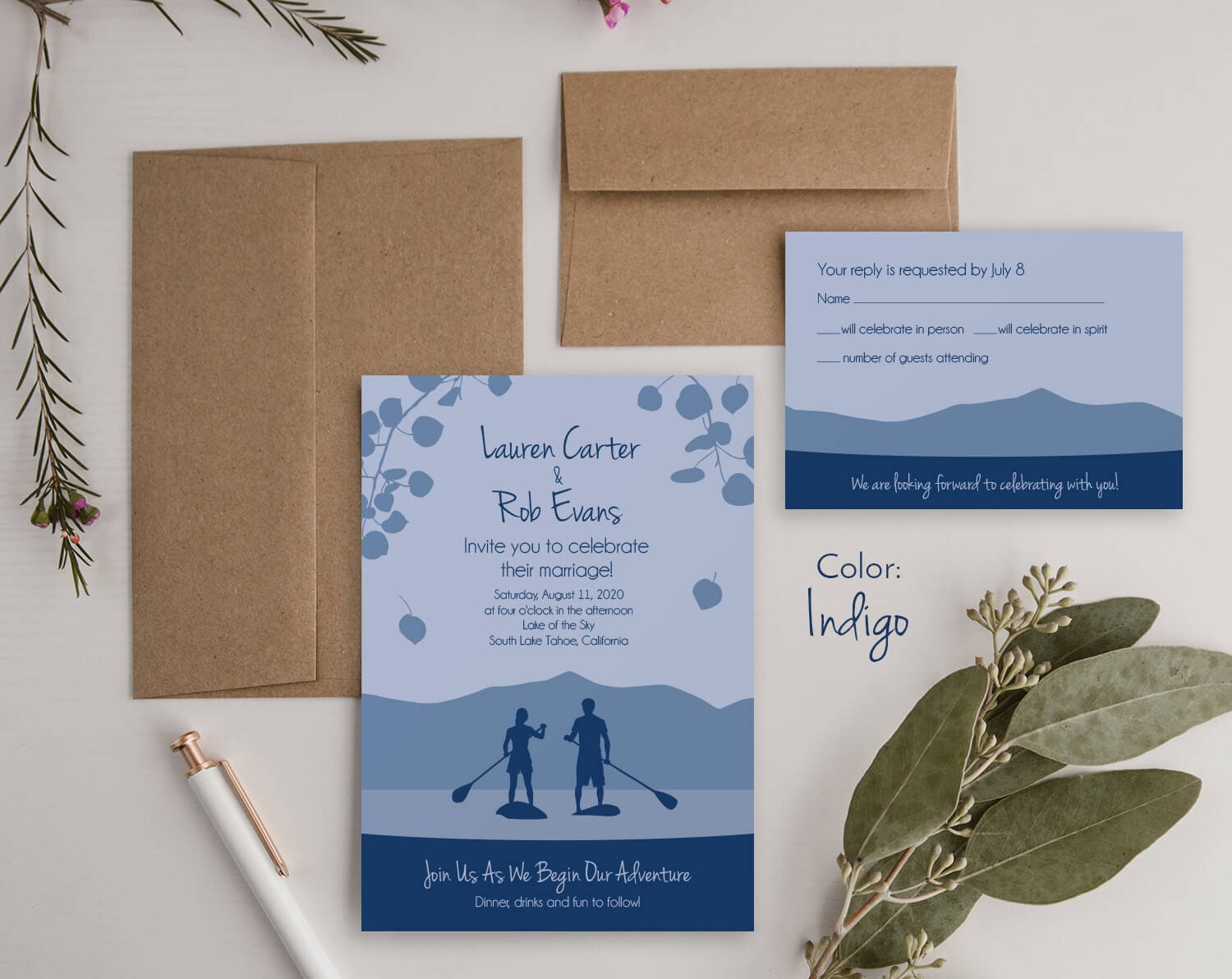 Stand up Paddle Wedding Invitation Template SUP Wedding - Etsy