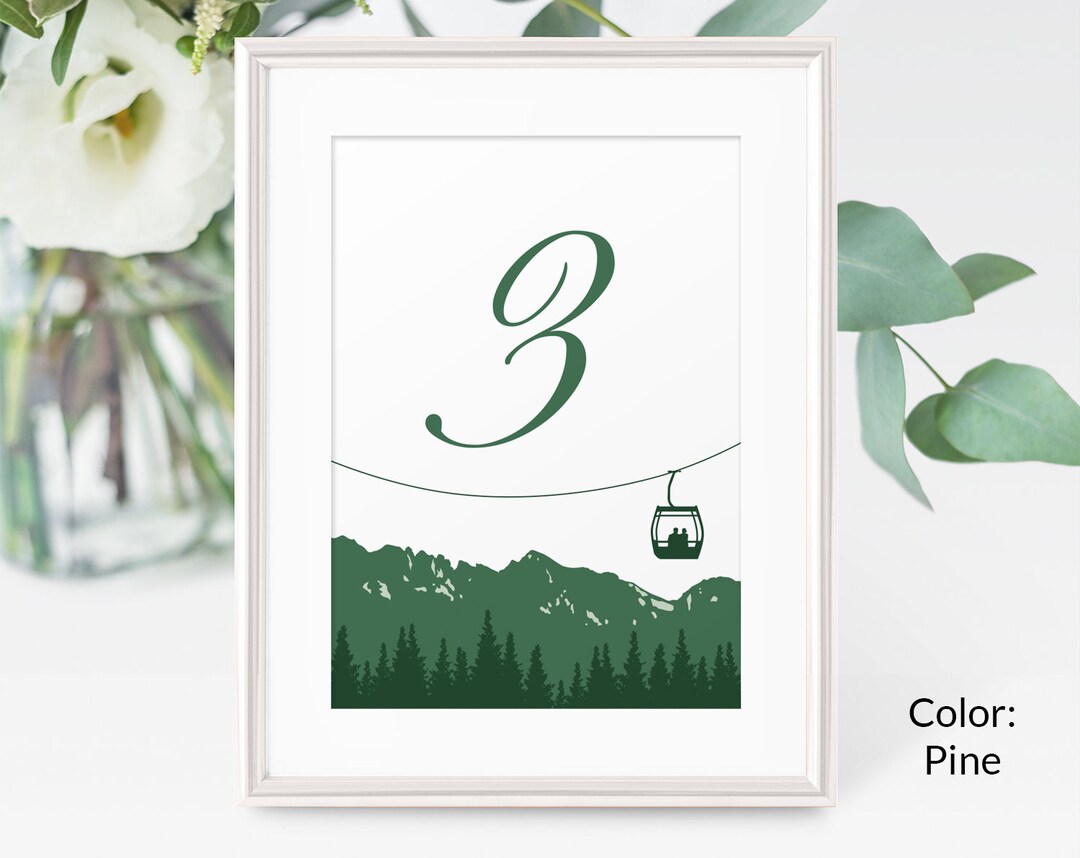 Gondola Table Numbers Template, Ski Table Numbers Template, Mountain ...