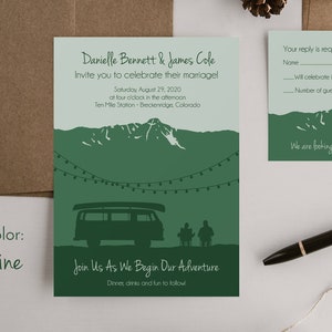 Camper Van Travel Theme Wedding Invitation Template, Camper Van Card ...