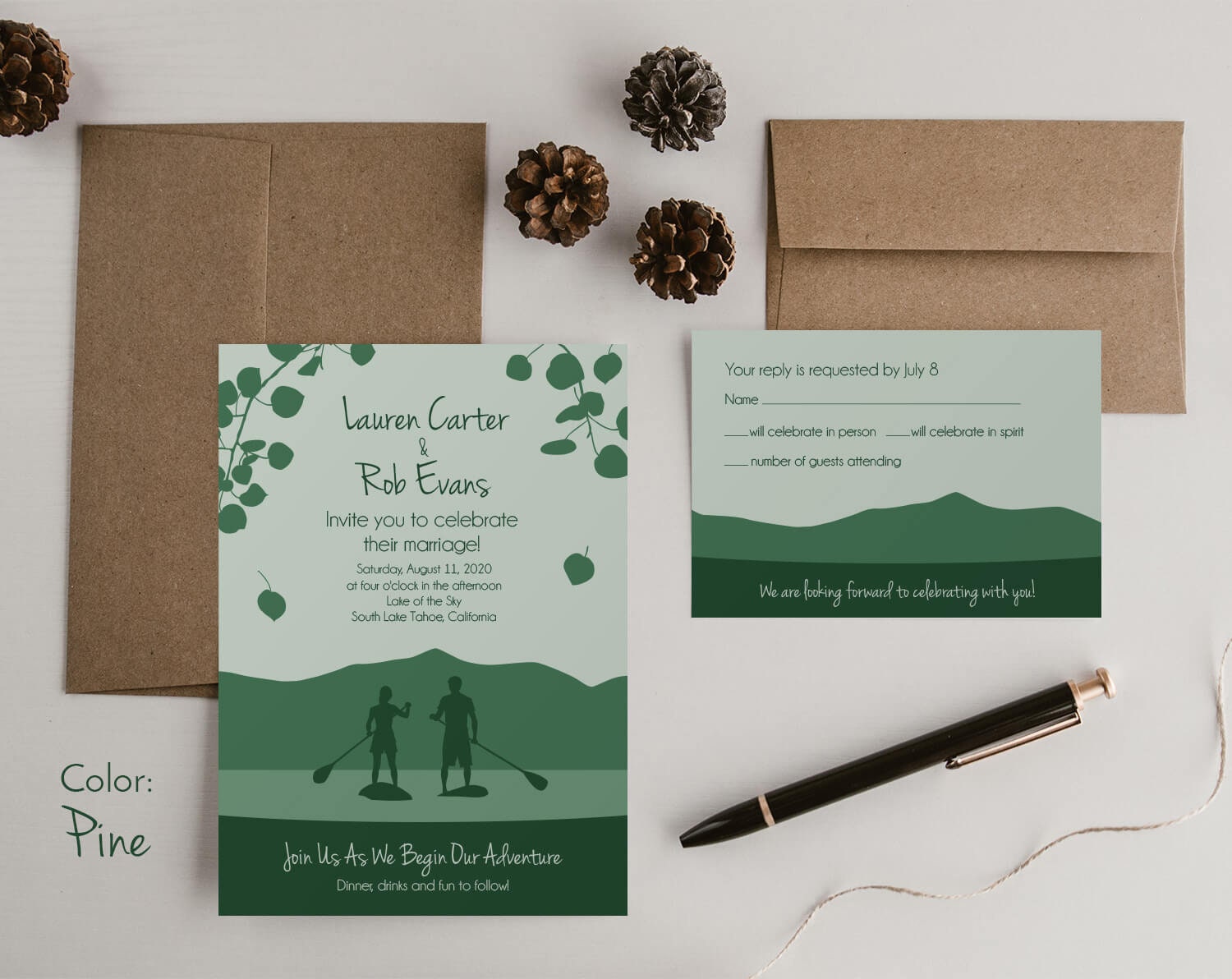 Stand up Paddle Wedding Invitation Template SUP Wedding - Etsy