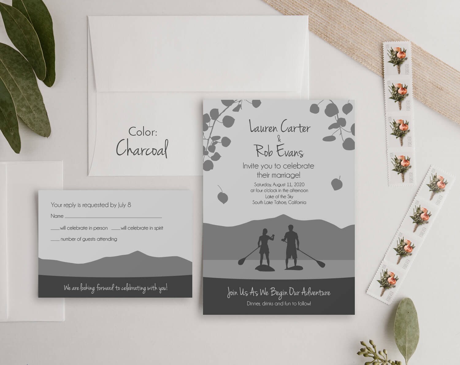 Stand up Paddle Wedding Invitation Template SUP Wedding - Etsy