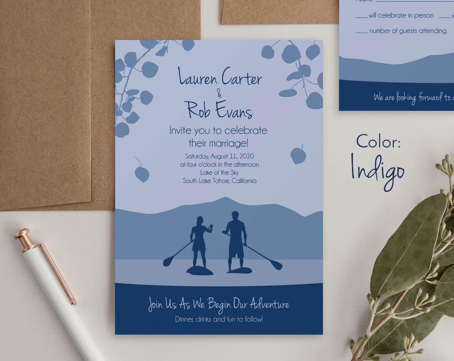 Stand up Paddle Wedding Invitation Template SUP Wedding - Etsy