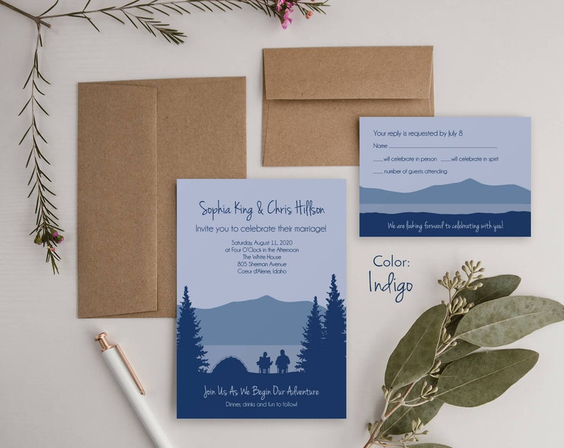 Camp Themed Wedding Invitation Template Woodland Wedding - Etsy