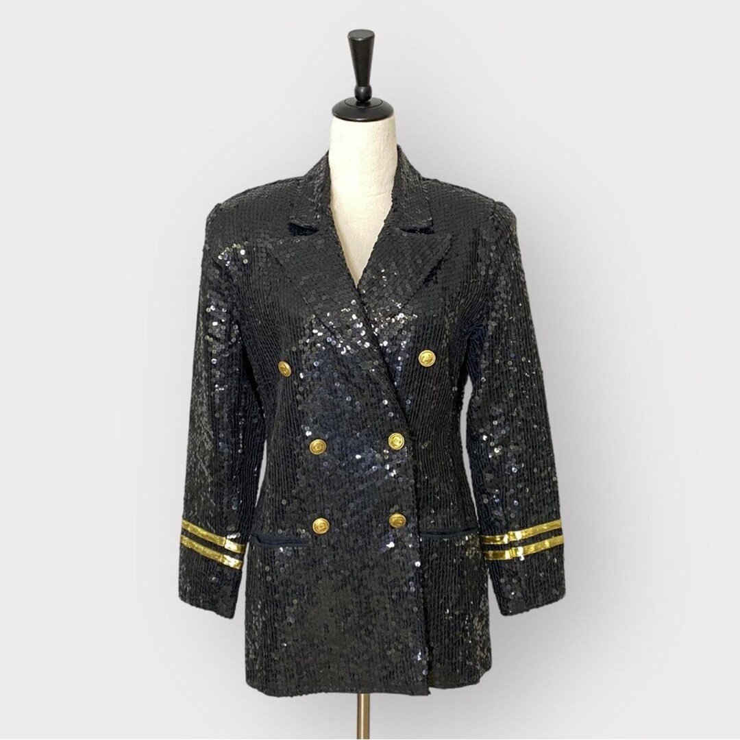 Lew Magram Vintage Sequin Nautical Blazer Black - Etsy