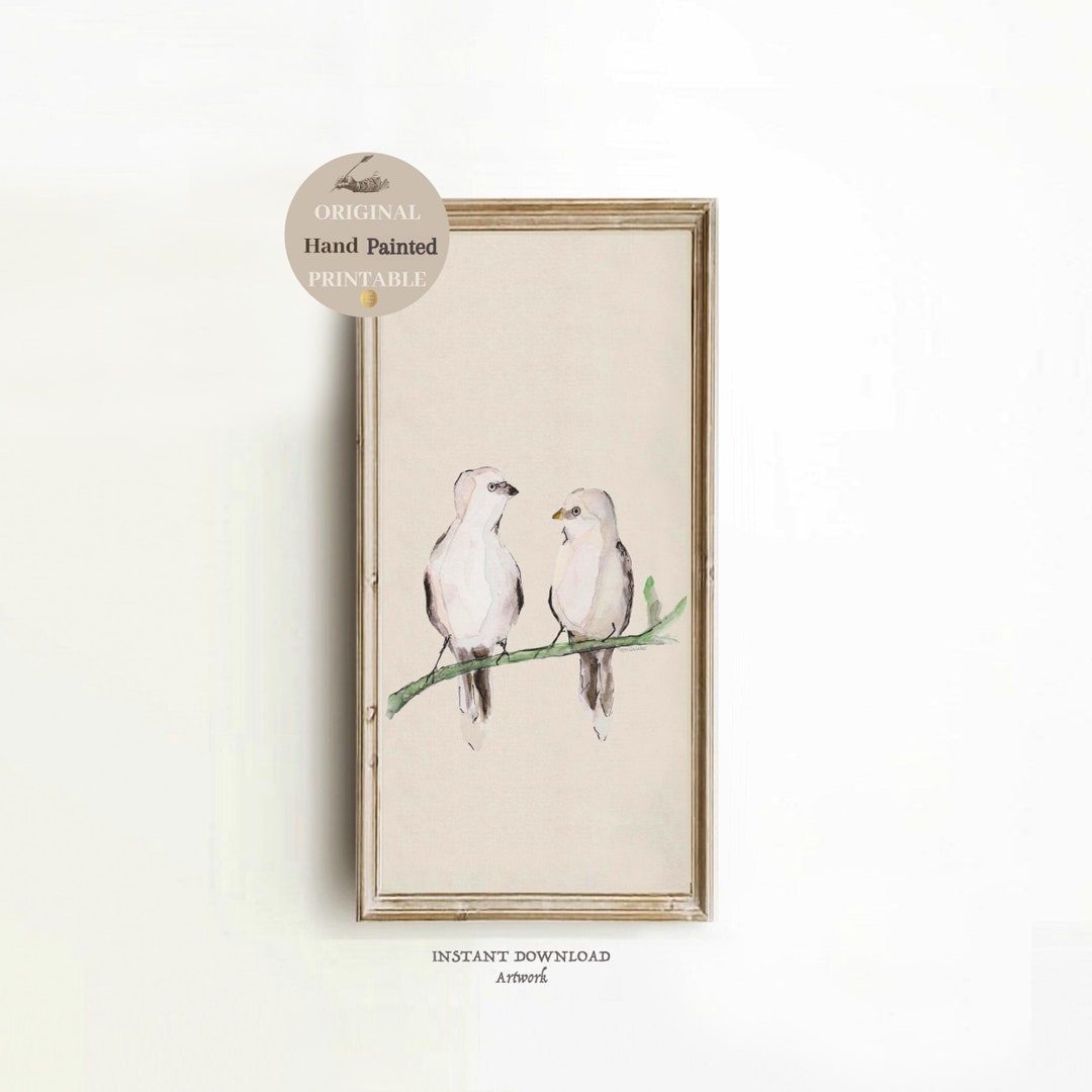 Neutral Animal Print Tall Long Narrow Wall Art Vertical Neutral Birds ...