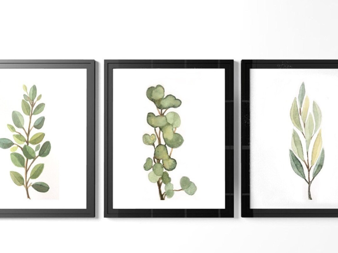 3 Tree Branch Set Poster Green Leaves Art Print Set of 3 - Etsy