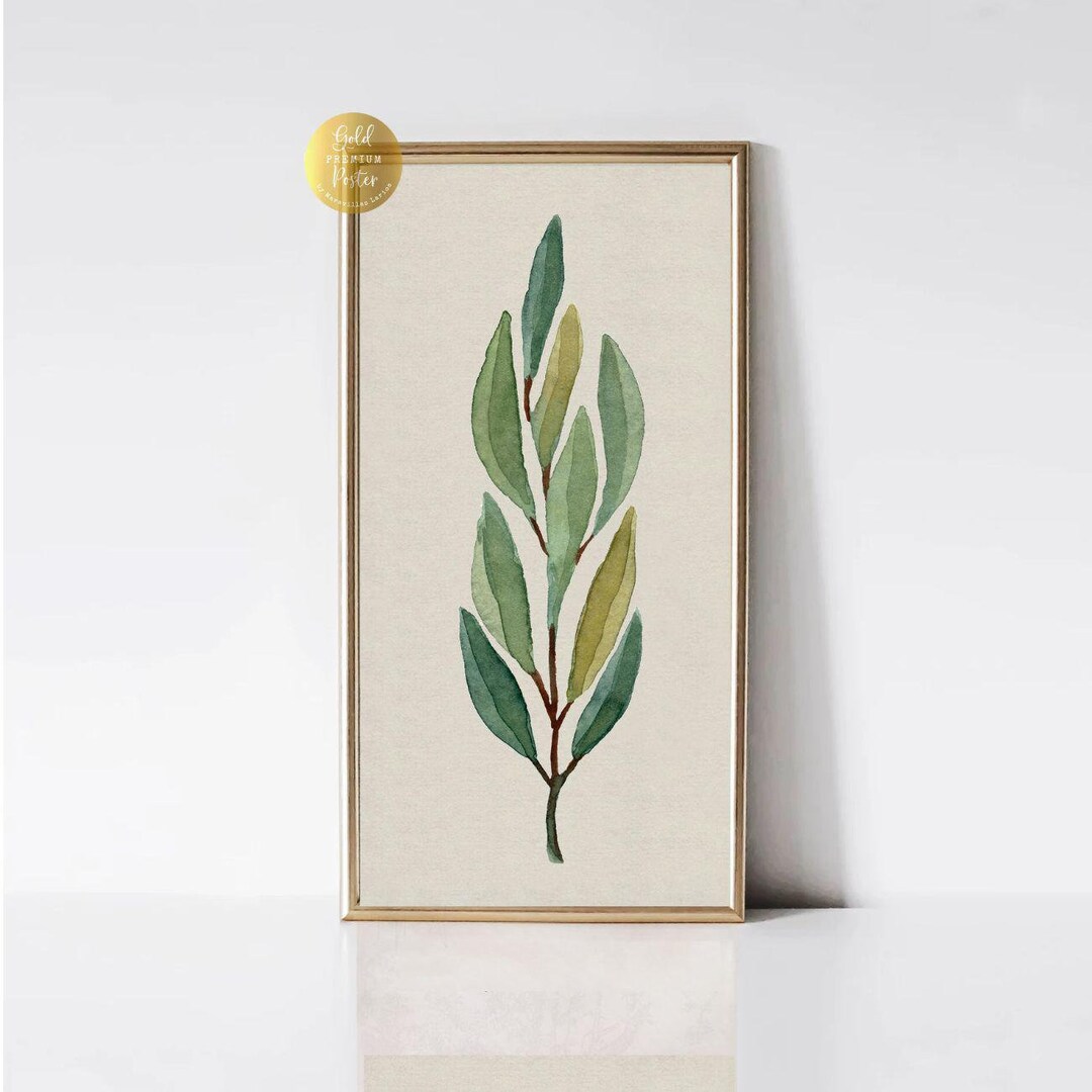 Vertical Narrow Leaves Watercolor Leaf Tall Long Skinny Thin Panoramic ...