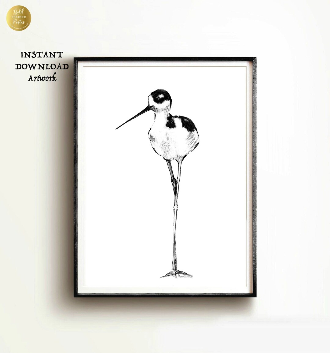 PRINTABLE Stilt Birds Art Print, Printable Wading Birds Pencil Drawing ...