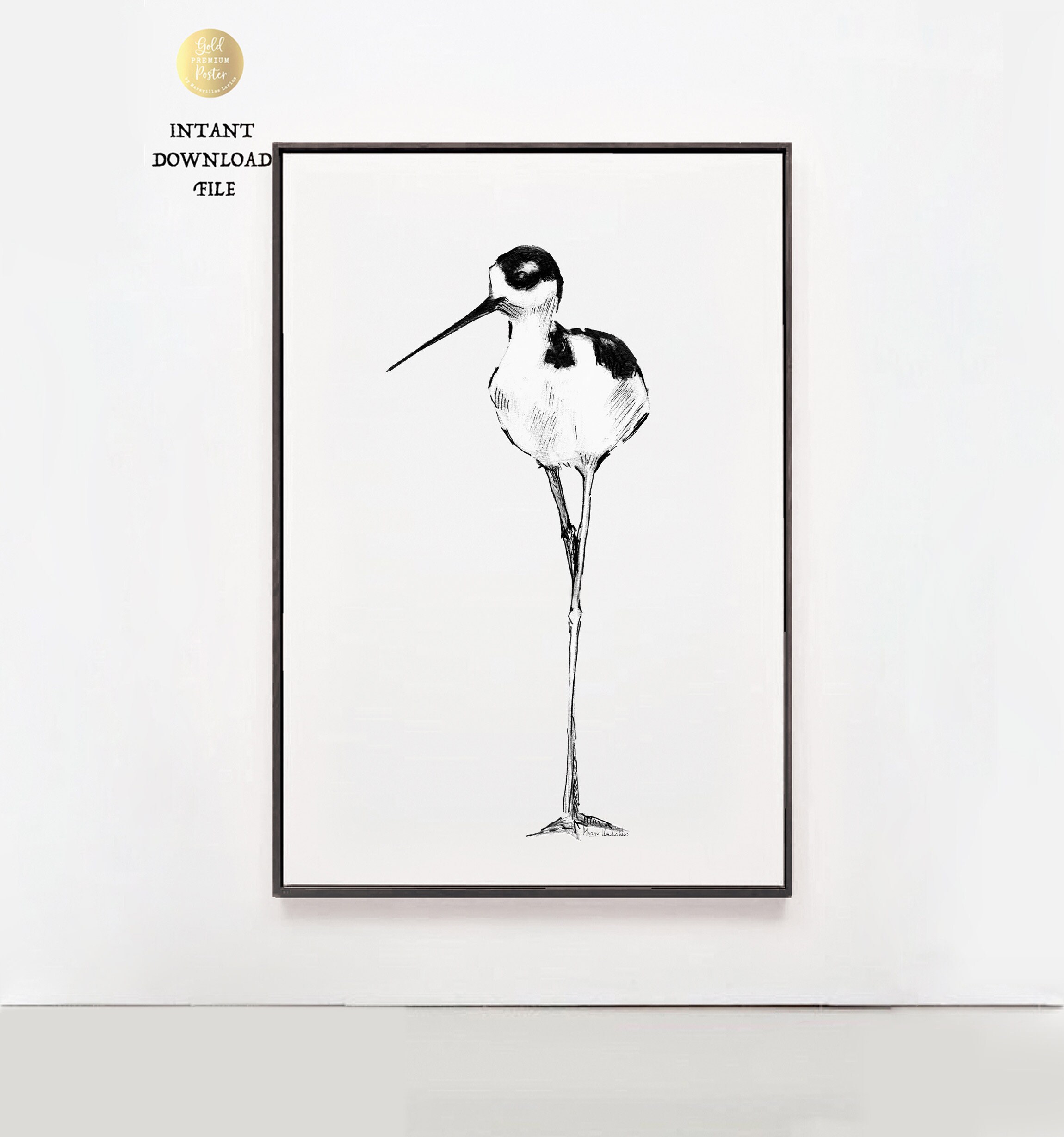 PRINTABLE Stilt Birds Art Print, Printable Wading Birds Pencil Drawing ...