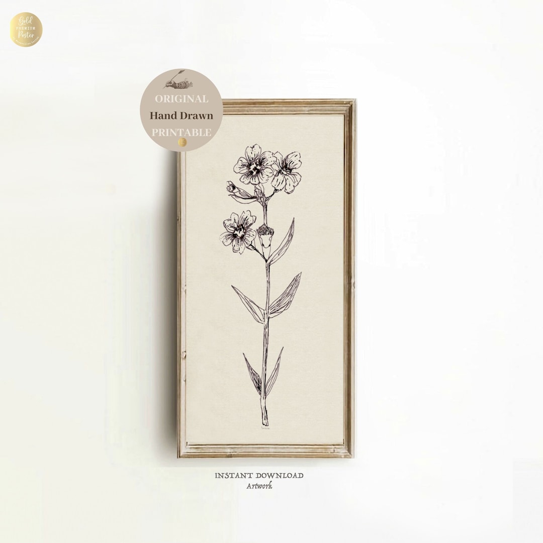 Vertical Tall Long Narrow Wall Art Vintage Sketch Rectangle Wall Art ...