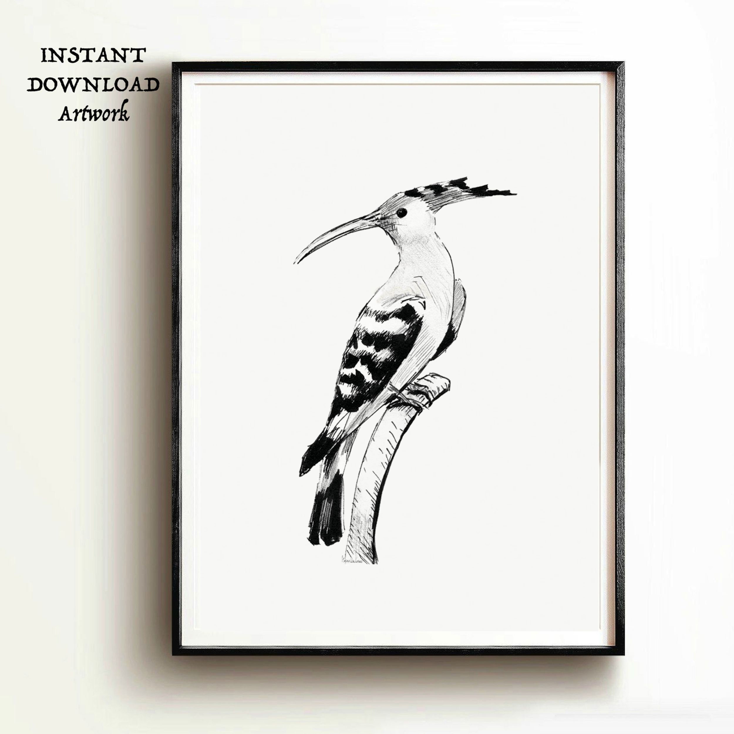 SET 4 BIRD Sketches PRINTABLE Bird Minimal Bird Drawing Black and White ...