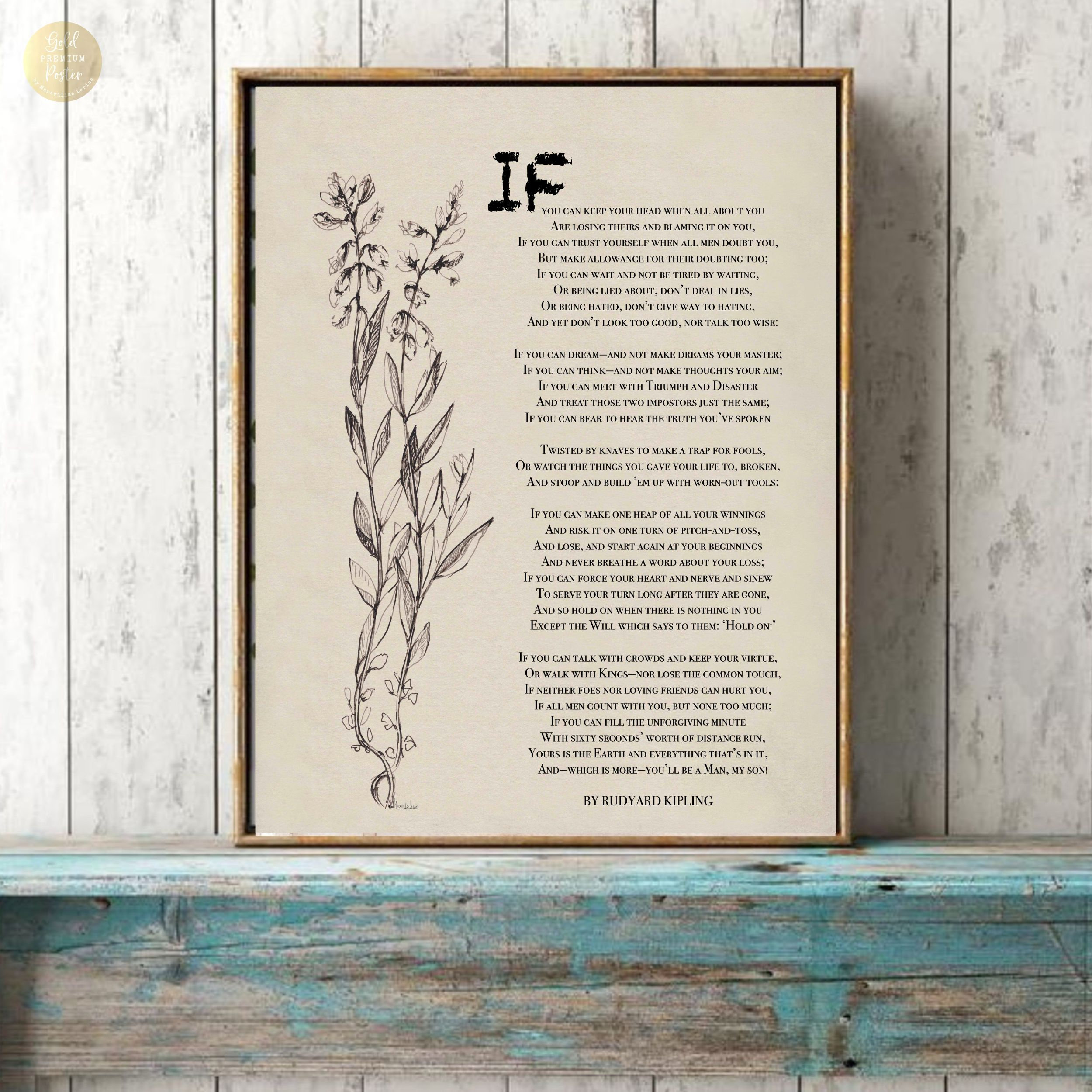 IF Rudyard Kipling Poem Motivational Poster IF POEM Kipling If - Etsy