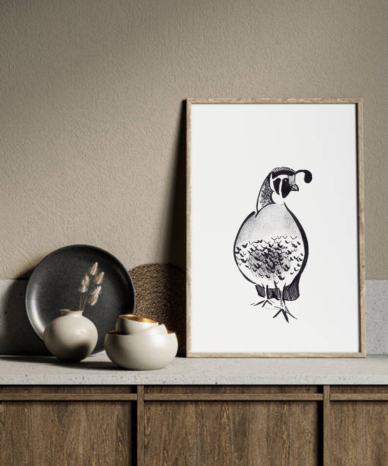 Quail Art Line Drawing Large Quail Gift PRINTABLE Wall Art | Etsy