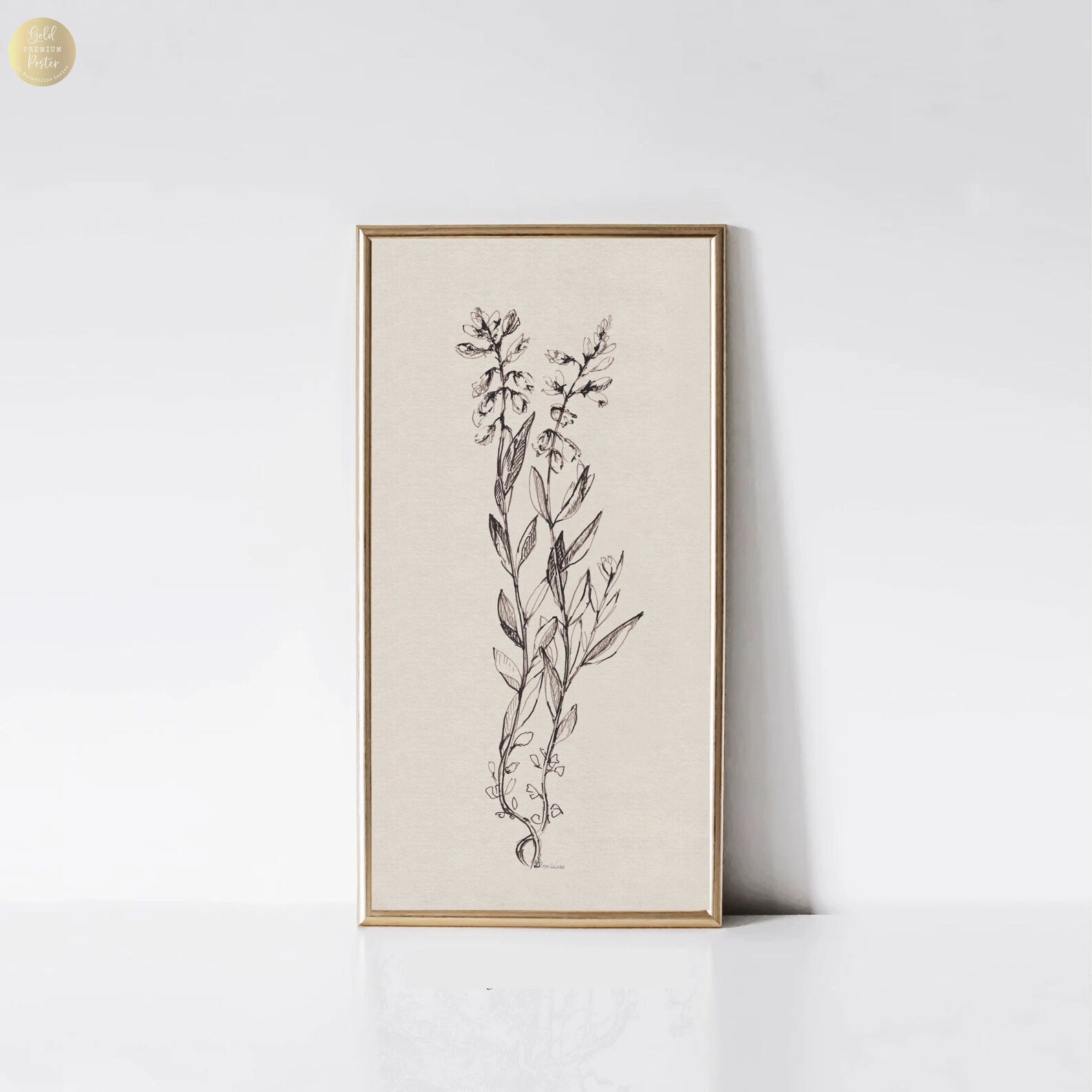 Rustic Tall Long Narrow Wall Art Set of 4 Print Vertical Vintage Sketch ...