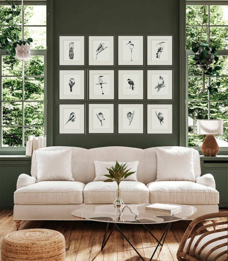 WALL DECOR Living Room Gallery Wall Set of 12 PRINTABLE Wall Art Prints ...