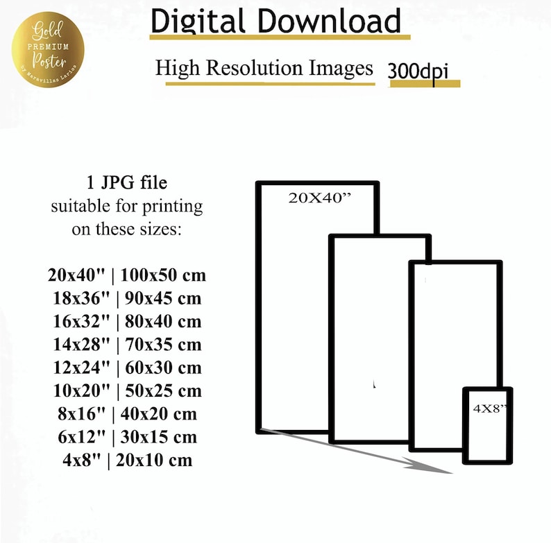 PRINTABLE Long Tall Vertical Narrow Wall Art Original Minimalist Floral ...