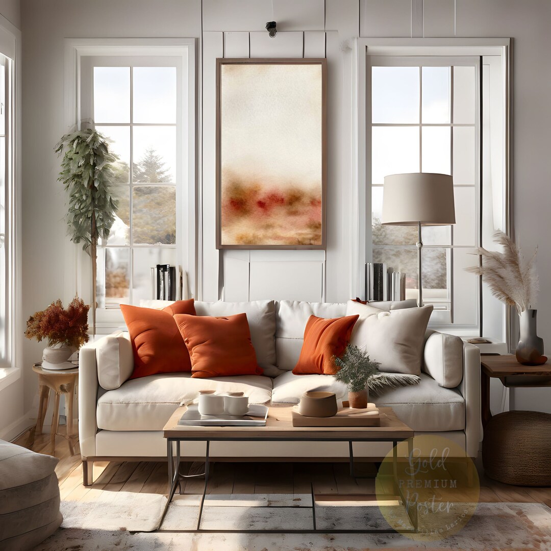 Tall Long Narrow Red Abstract Watercolor Painting Wall Art Vertical ...