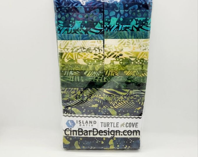 Batik Fabric, Turtle Cove, Island Batik 40 Pc 2.5"×42" Strips, Quilting ...