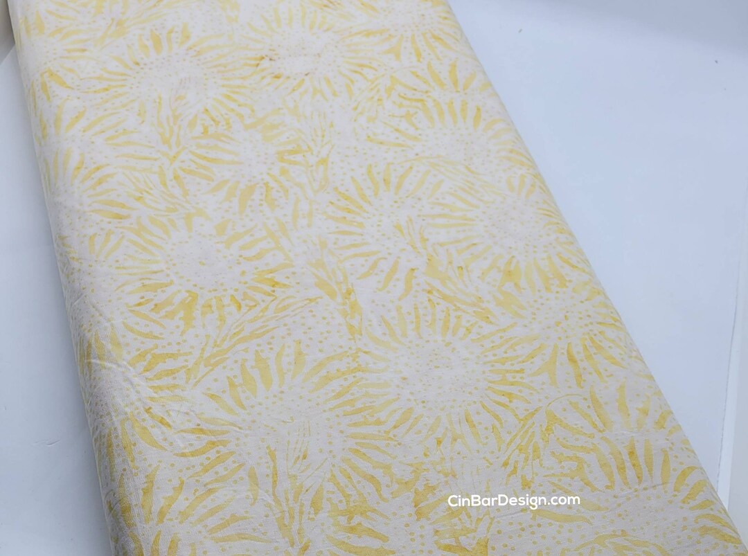 Pale Yellow Batik Fabric, Island Batik - Large Wheat Sunflower, by the ...