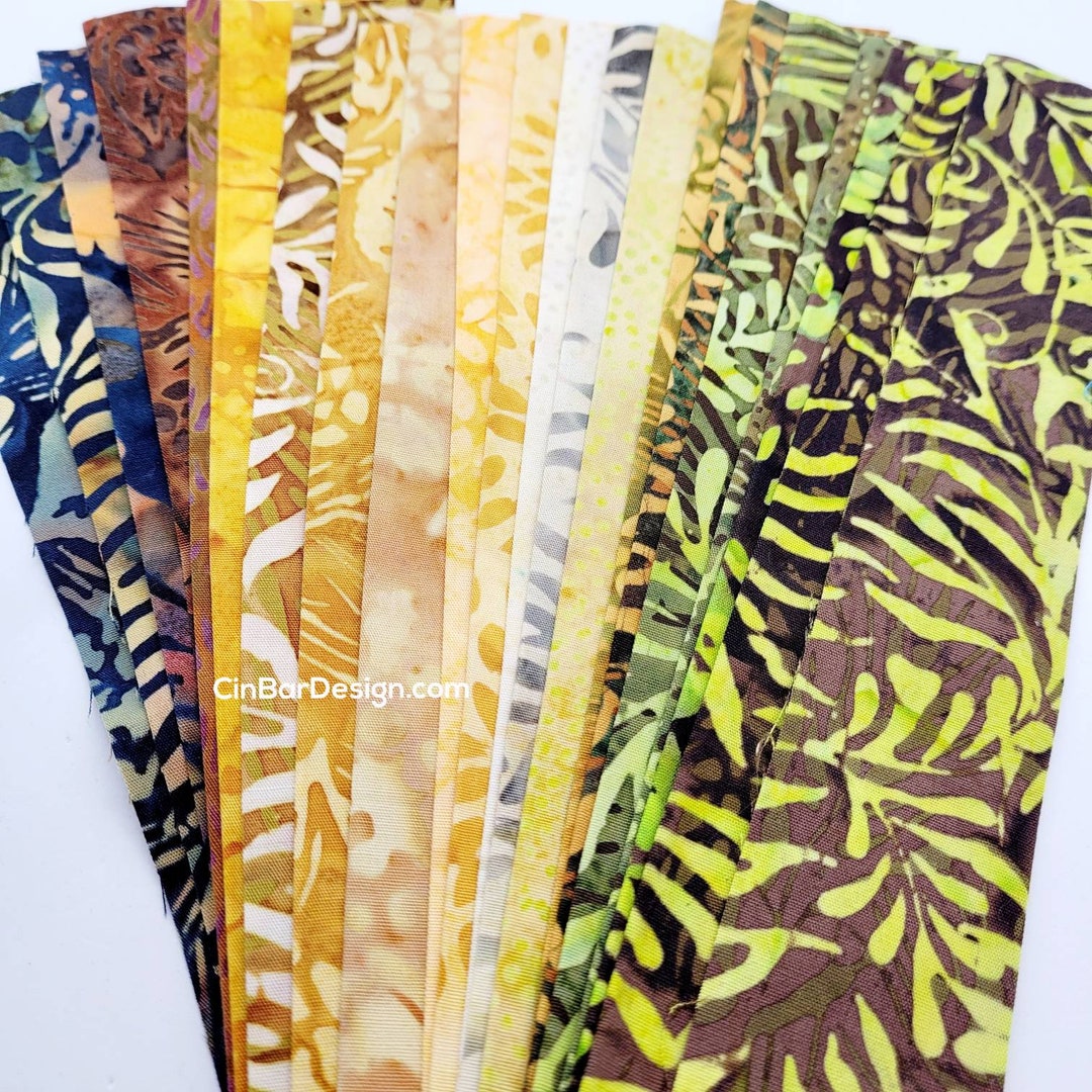 Fall Batik Cotton Fabric, 18/19 Pc Bundle - 2.5"w X 19/20"l (folded 1. ...