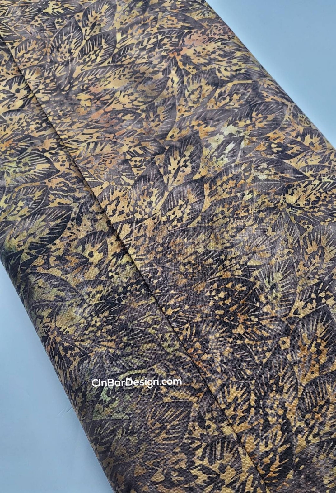 Brown Batik Fabric, Island Batik - Large Wheat Leaves, by the Yard ...