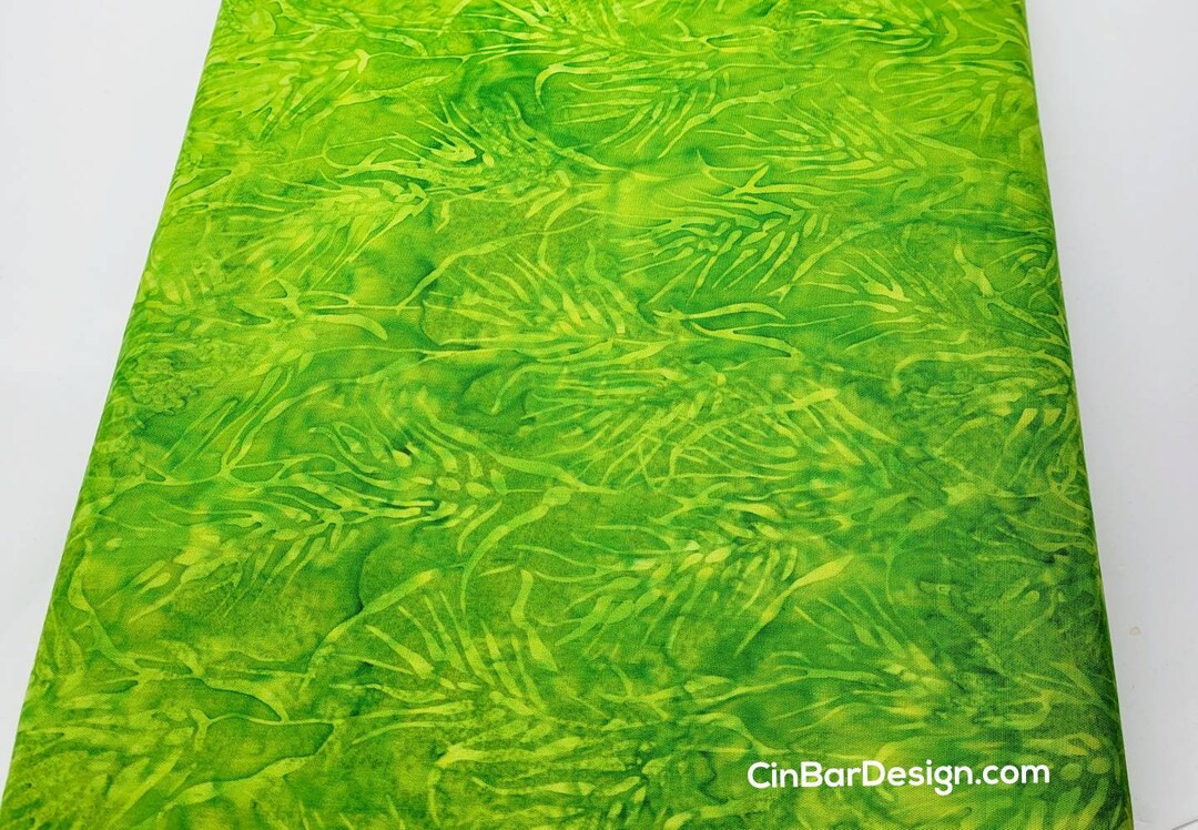 Green Batik Fabric, Island Batik - Wheat Green Apple, by the Yard ...