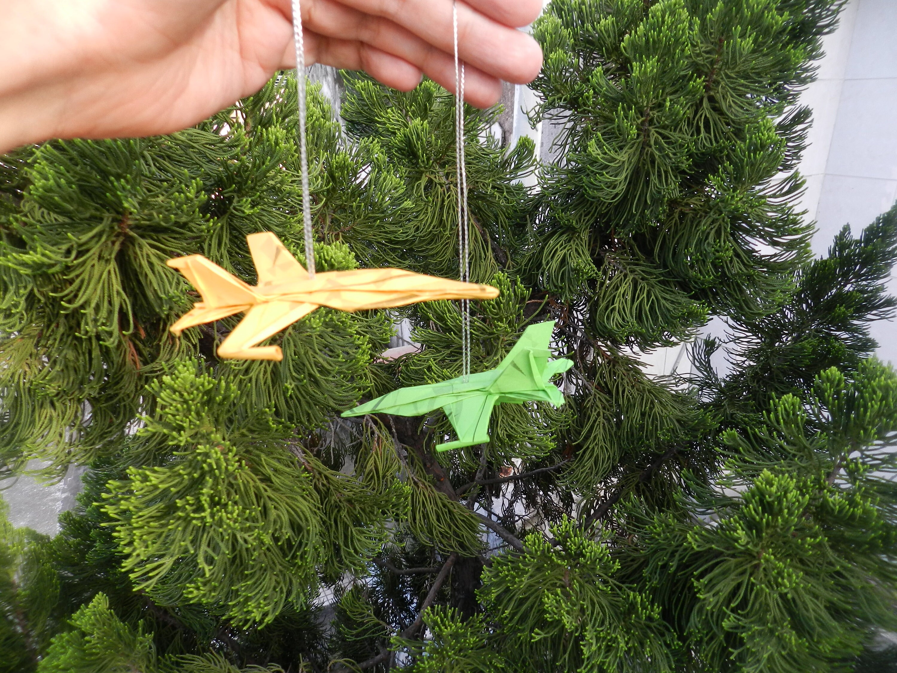 Set of 2 Ornament Origami Car Dashboard Reverse Mirror Christmas Tree ...