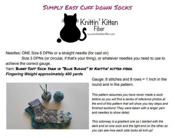 Simple Easy Cuff Down Knit Sock Pattern - Etsy