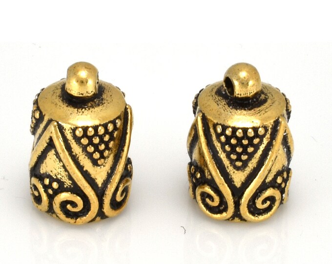 Gold End Caps With Loop, End Caps for Leather Cord, Tassel Caps, Gold ...