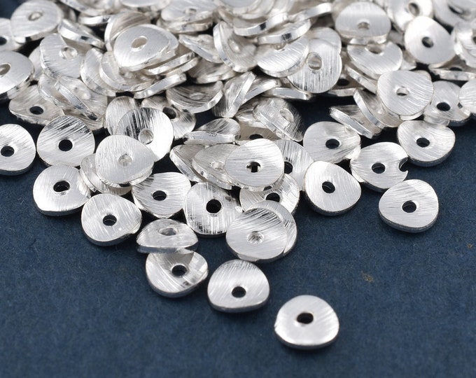 4mm 160pcs Silver Wavy Disc Spacers for Jewelry Making, Brushed Wavy ...