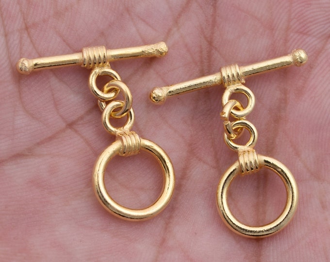 Classic Gold Toggle Bar, Shiny Gold Plated Bali T Bar Toggle Clasps ...