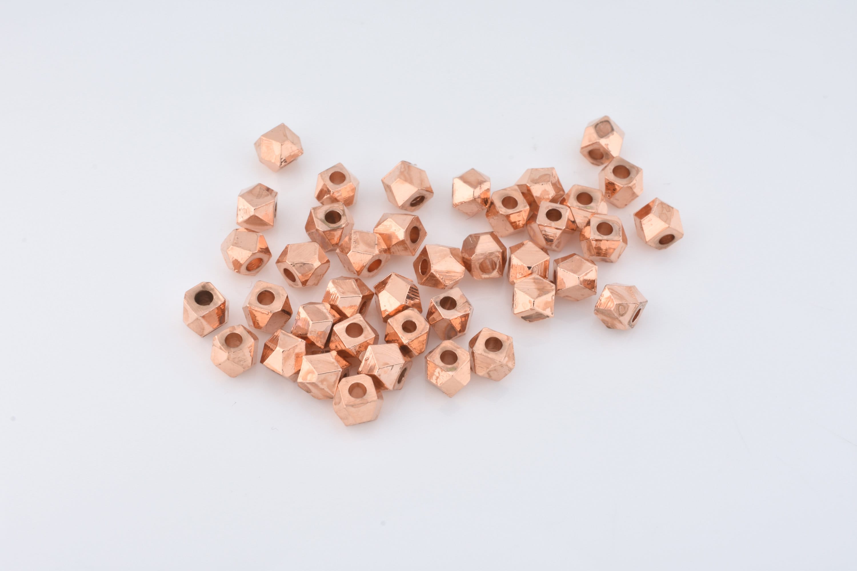 4mm -39pcs Copper Diamond Cut Beads, Faceted Copper Beads, Copper ...