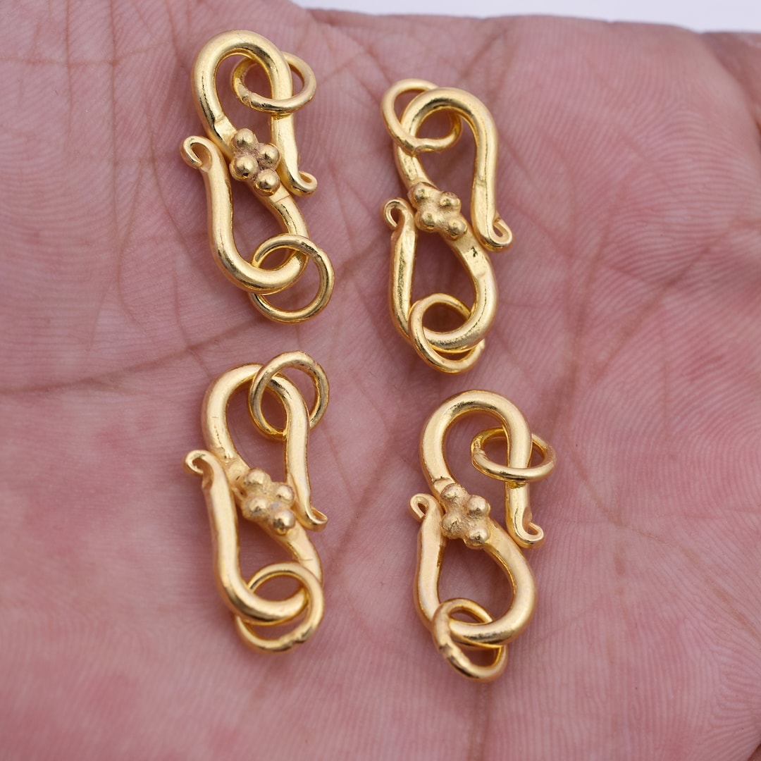 Bali Gold S Hooks 30mm - 4pcs, Real Gold Plated S Clasps / S Hook ...