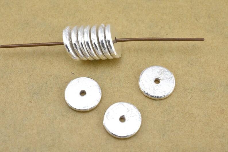10mm -14pc Flat Shiny Silver Plated Disc Spacers for Jewelry Making ...