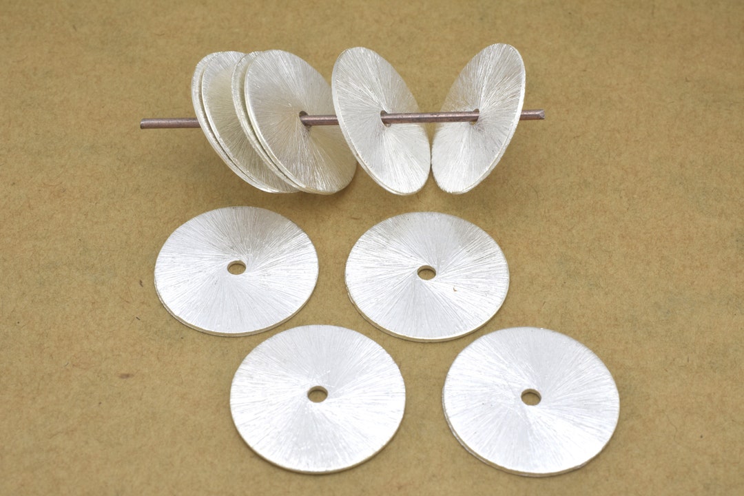 27mm - 4pc Silver Plated Disc Spacers, Large Brushed Finish Jewelry ...