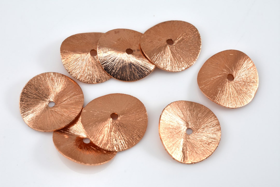 18mm - 8pc Brushed Copper Potato Chips Beads - Shiny Copper Plated Wavy ...