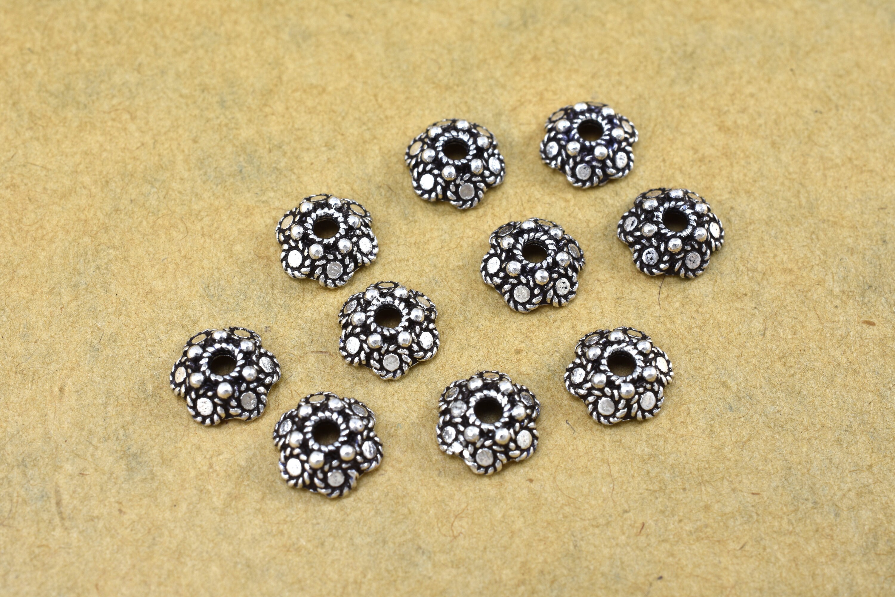 7mm 10pc Silver Plated Bead Caps Antique Bali Bead Caps - Etsy