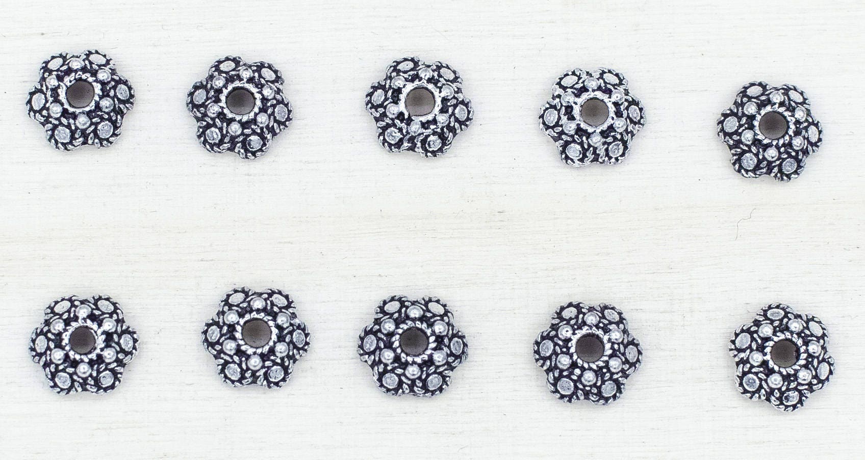 7mm 10pc Silver Plated Bead Caps Antique Bali Bead Caps - Etsy