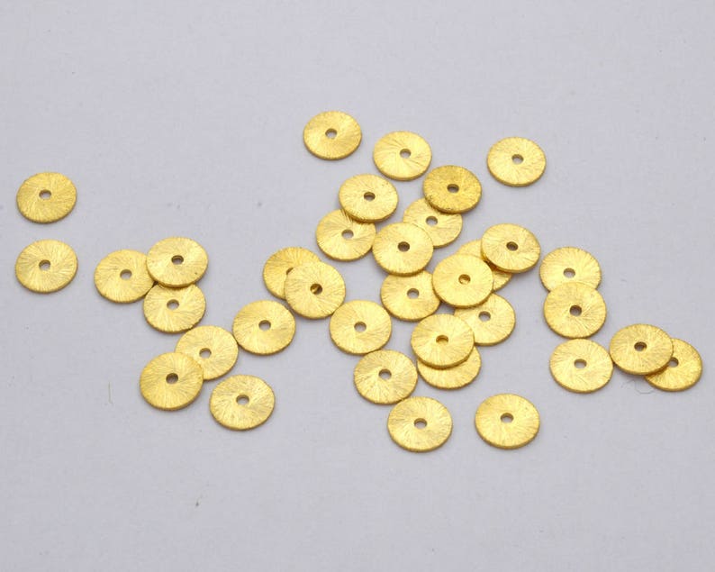 Bulk Gold Discs 8mm - 100pc Gold Flat Disk Spacer Beads, Brushed Gold ...