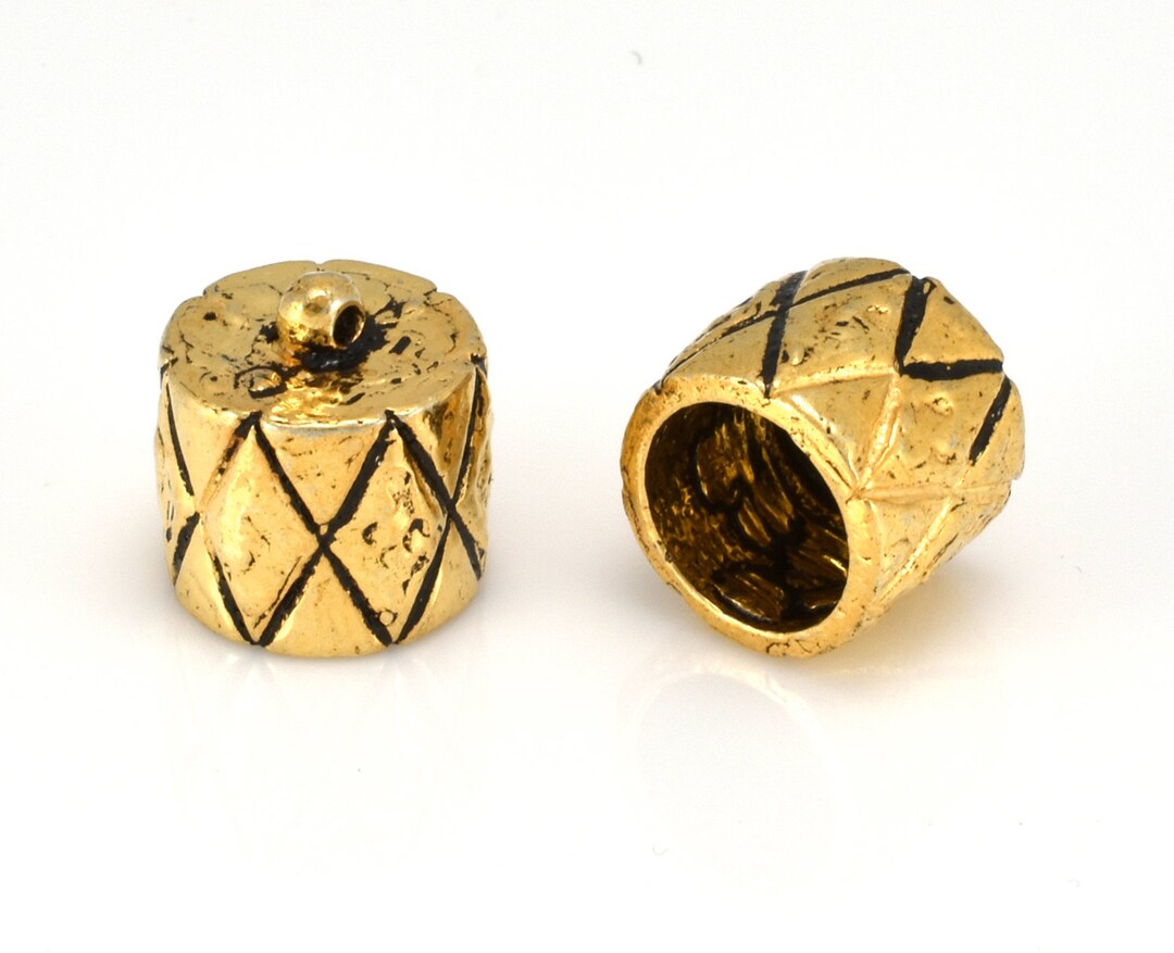 Gold End Caps With Loop, End Caps for Leather Cord, Tassel Caps, Gold ...