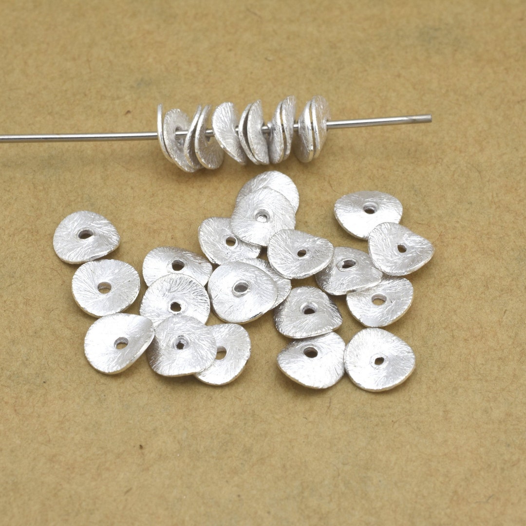 6mm - 60pcs Silver Wavy Disc Spacers, Brushed Wavy Potato Chips Disk ...