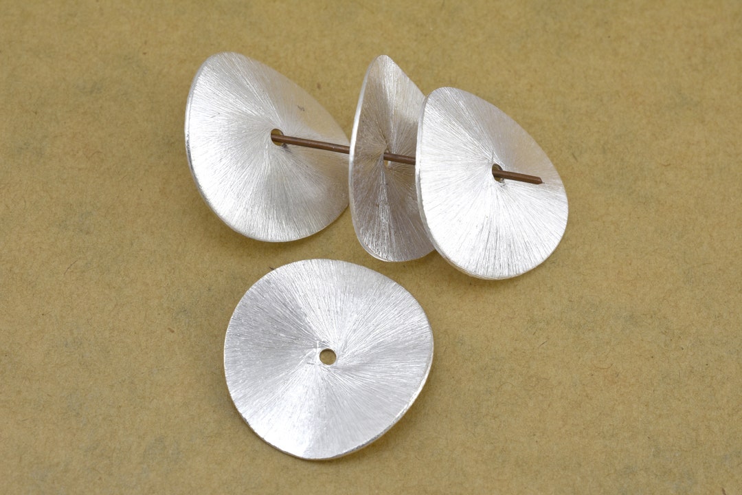 Silver Wavy Spacers 27mm - 4pc Wavy Disc Spacers Silver Plated Brushed ...