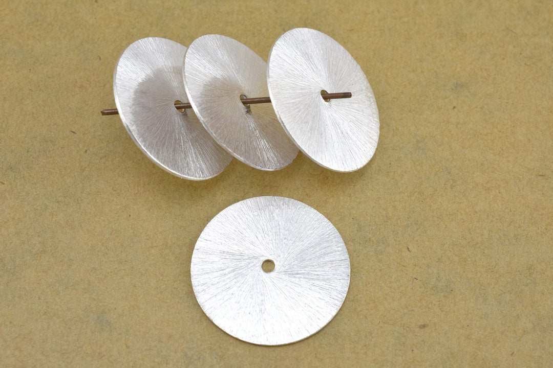 28mm - 2pc Silver Plated Disc Spacers, Large Brushed Finish Jewelry ...