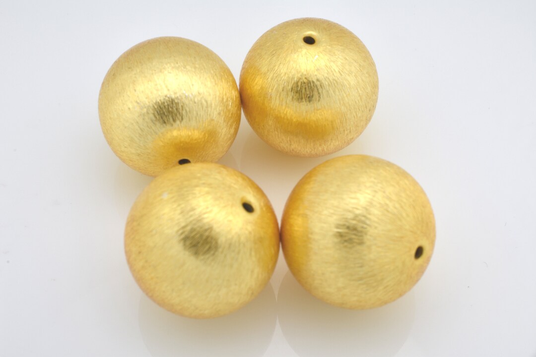 14mm -4pc Round Gold Balls Spacer Beads Brushed Finish Beads for ...