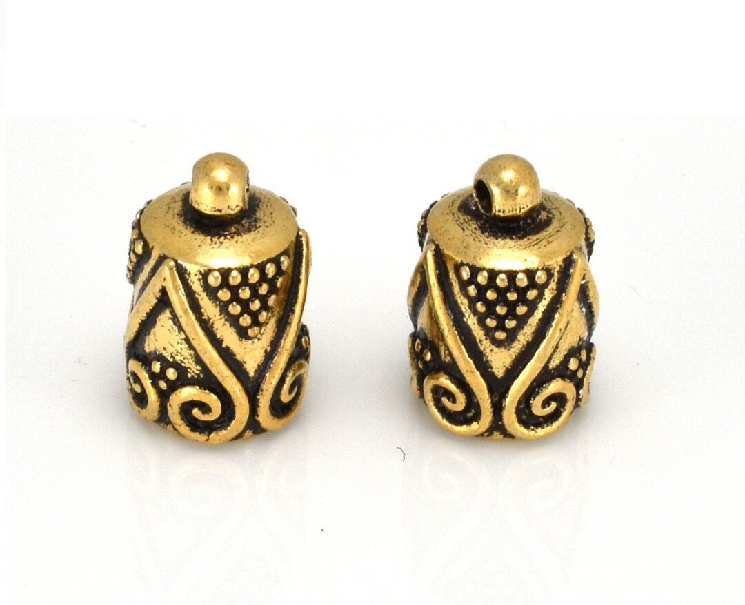 Gold End Caps With Loop, End Caps for Leather Cord, Tassel Caps, Gold ...